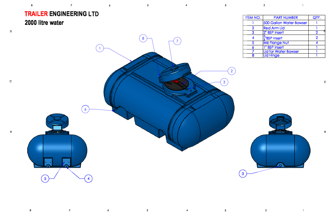 2000 Litre Baffled Water Tank | Replacement | Water Bowser
