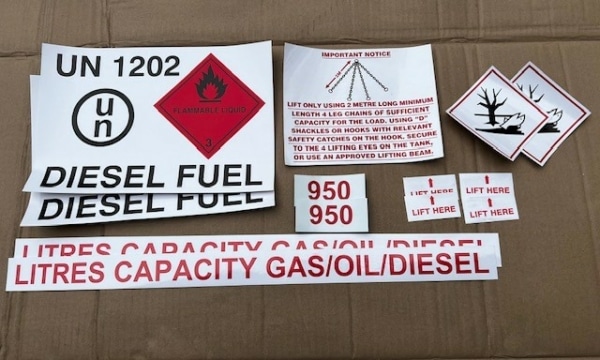 Fuel Decals For 950 Litre Fuel Bowsers - Trailer Engineering