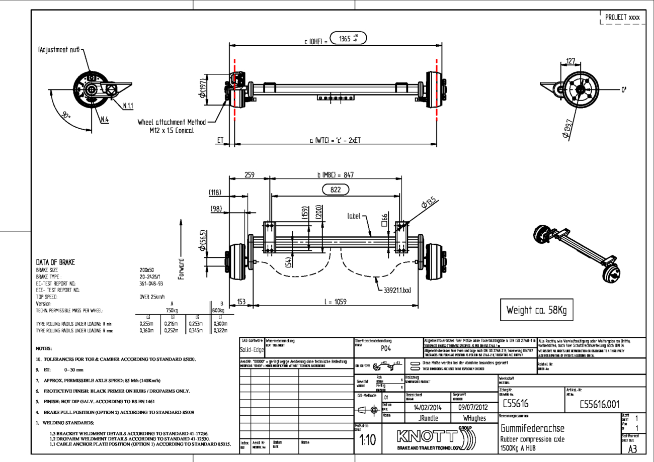 1500kg Knott-Avonride Torsion Beam Axle - Trailer Engineering