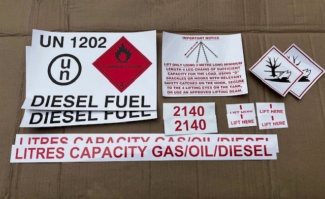 Decals For 2140 Litre Fuel Bowsers - Trailer Engineering
