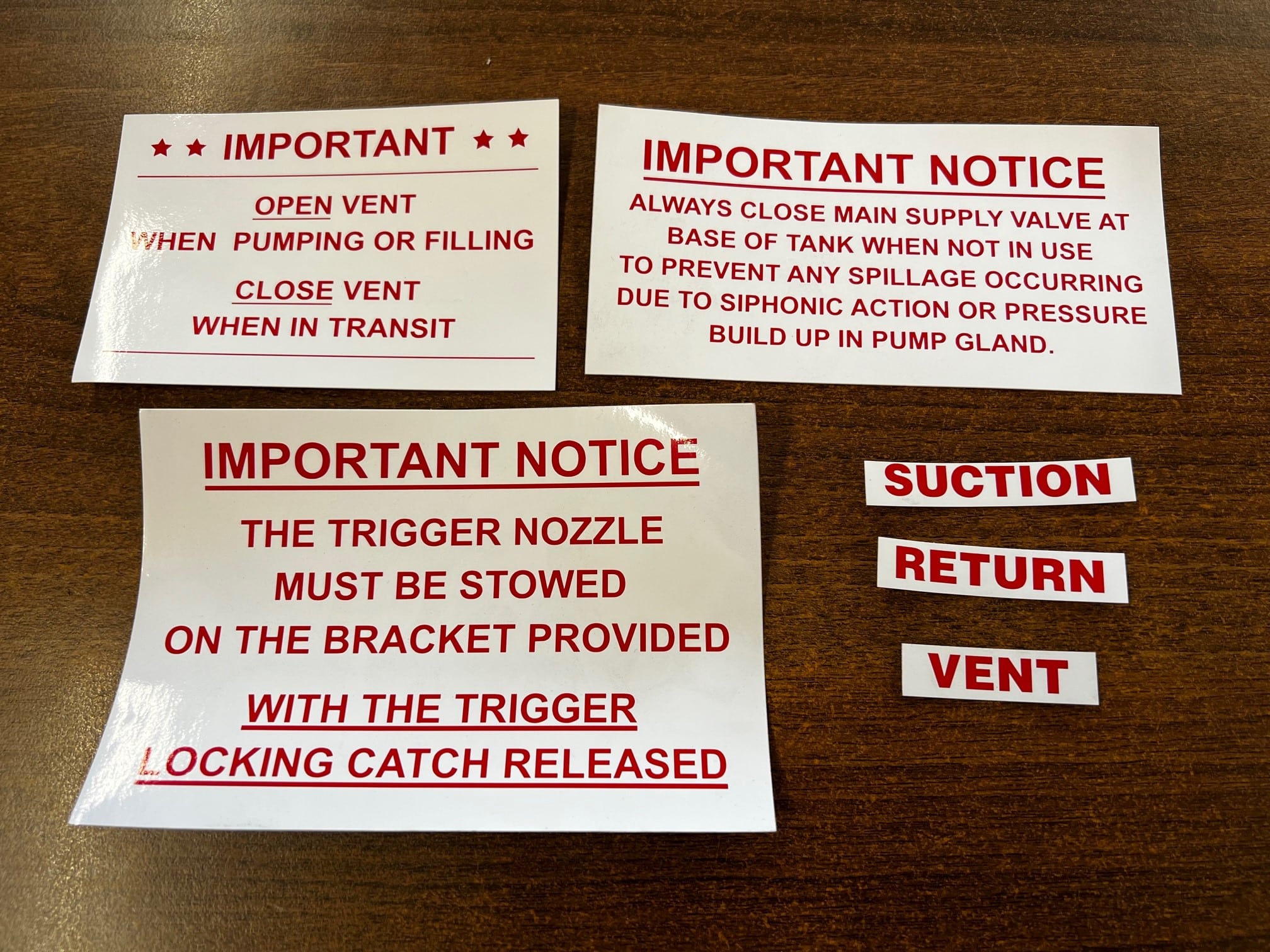 Inner Tank Decal Set - Trailer Engineering